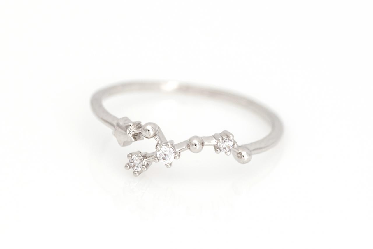 Taurus Ring,gold Or Silver,cz Constellation Ring,zodiac Ring,birth ...
