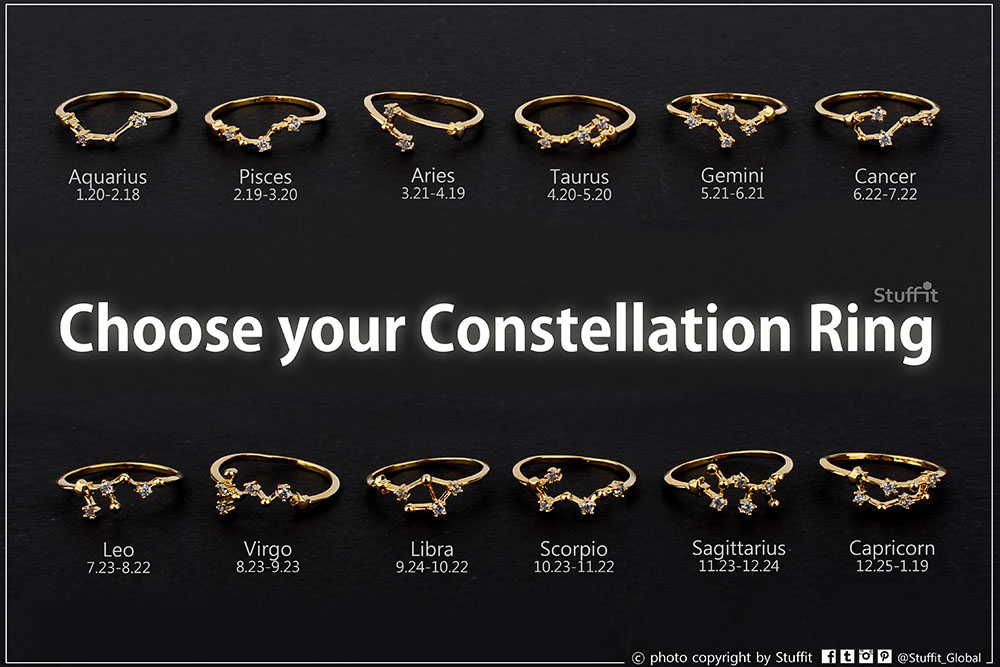 Taurus Ring,gold Or Silver,cz Constellation Ring,zodiac Ring,birth ...