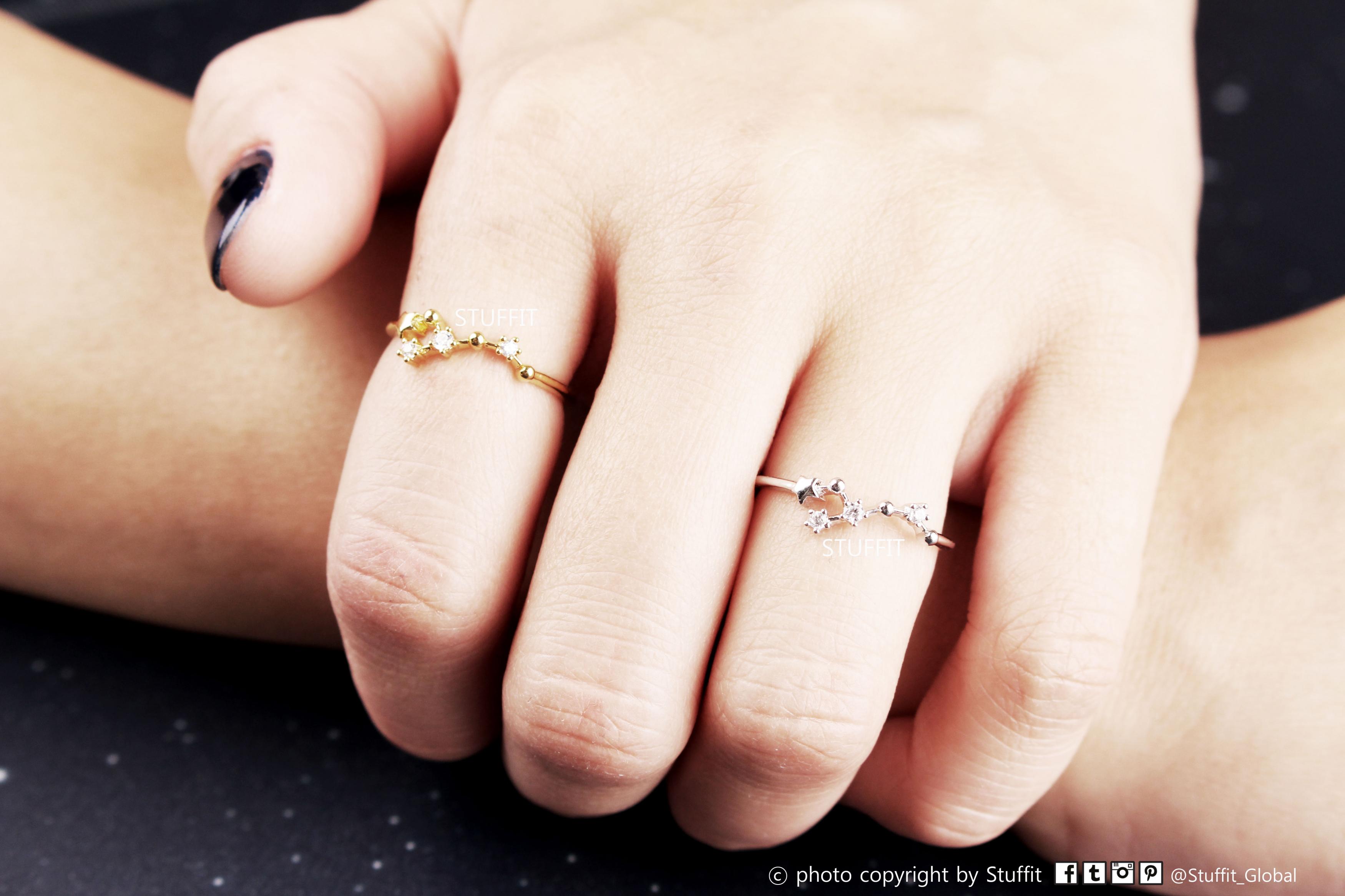 Taurus Ring,gold Or Silver,cz Constellation Ring,zodiac Ring,birth ...